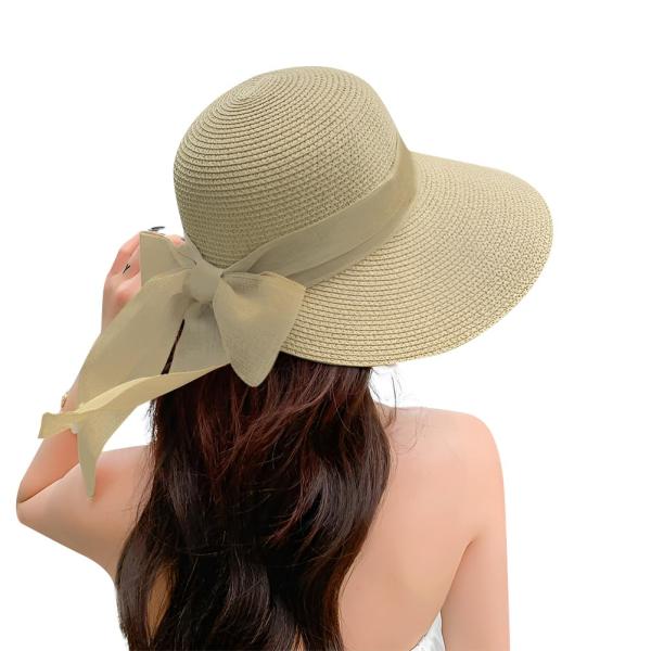 商品名:  Women Floppy Straw Beach Hat UV Protection Wide Brim Sun Hat Packable Lightweight Travel Sun Hat Beigeブランド: Ibluel...