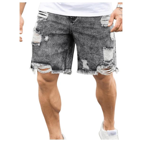 商品名:  Floerns Men's Ripped Raw Hem Denim Shorts Plain Frayed Bermuda Jeans Shorts Grey Largeブランド: Floerns商品サイズ: Large高さ:...