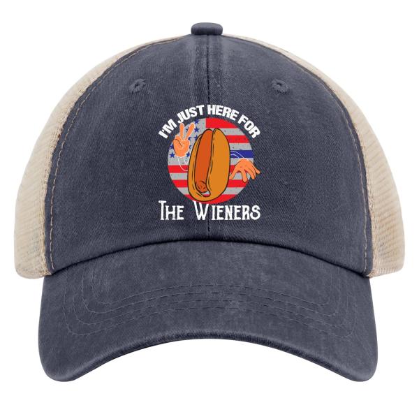 商品名:  Generic I'm Just Here for The Wieners 4Th of July Hot Dog Hat for Womens Baseball Caps Funny Washed Workout hat Br...