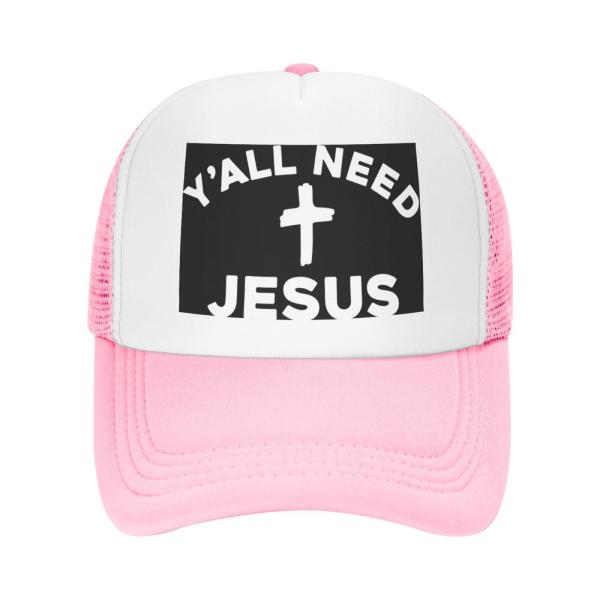 商品名:  Y'all Need Jesus Funny Gift Mesh Trucker Hat Women Baseball Cap for Men Golf Dad Hat Adjustable Snapback Hat Black...