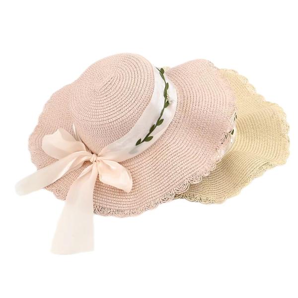 商品名:  Ksheria 2pcs Summer Women's Bow Flutter Large Wave Beach Straw Hat Outdoor Breathable Shade Sunscreen Wide Brim UV...