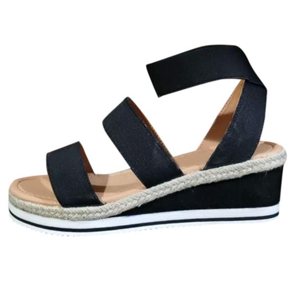 商品名:  Generic Womens Espadrilles Wedge Sandals, Platform Sandals Two Bands Open Toe Heeled Sandals with Slip on Elastic ...