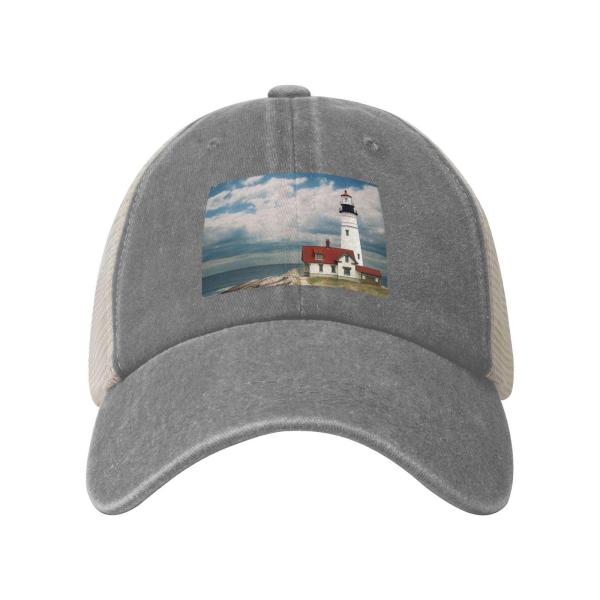 商品名:  Snapback Trucker Hats Lighthouse Backdrop Cowboy Baseball Caps Adjustable Blank Mesh Ball Caps for Men Women Grayブ...