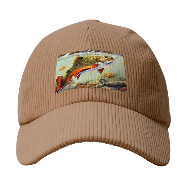 商品名:  Khaki Corduroy Baseball Cap Hat Fashion Men Women Casual Fashion Curved Eaves Brook Trout Fly Fishing Patternブランド:...