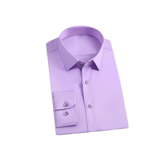 商品名:  Men's Easy Care Solid Dress Shirts Long Sleeve Elastic Non Iron Male Regular-Fit Formal Tops Shirt Lavender XSブランド...