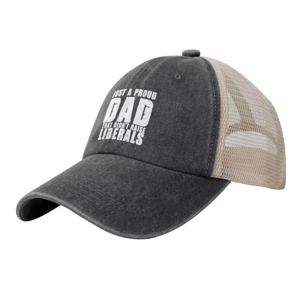 商品名:  YVNUM Washed Denim Just A Proud Dad That Didn't Raise Liberals Fathers Day Baseball Cap Trucker Hat for Men Women,...