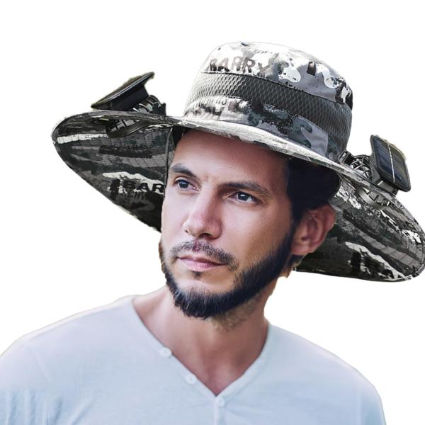 商品名:  Outdoor Wide Brim Sun Hat with Solar Fan, Wide Brim Solar Fan Outdoor Fishing Hat, Solar Fan Hat for Men Women wit...