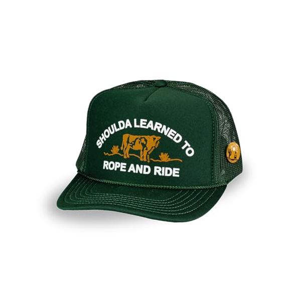 商品名:  Shoulda Learned to Rope &amp; Ride Hat - Printed Mesh Snapback Foam Trucker with Hat Pin Forest Greenブランド: Bottom ...