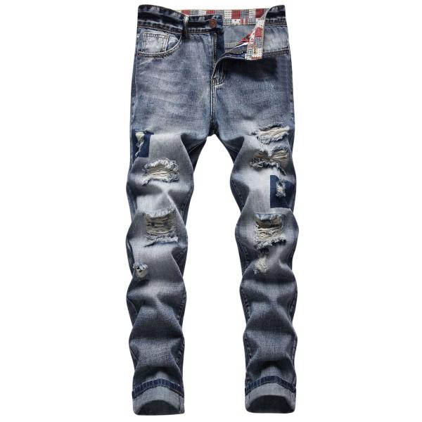 商品名:  Prime of Day Deals Today 2024 Distressed Jeans for Men Fashion Casual Stretch Skinny Denim Pants Ripped Hole Destr...