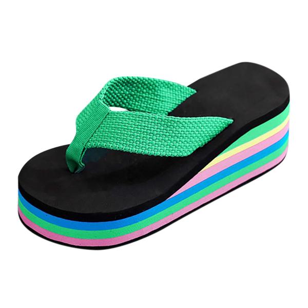 商品名:  CsgrFagr Memory Foam Slippers Women Wedge Floral Flip Flops Color Sole Beach Flip Flops Fashion Slippers Thick Sol...