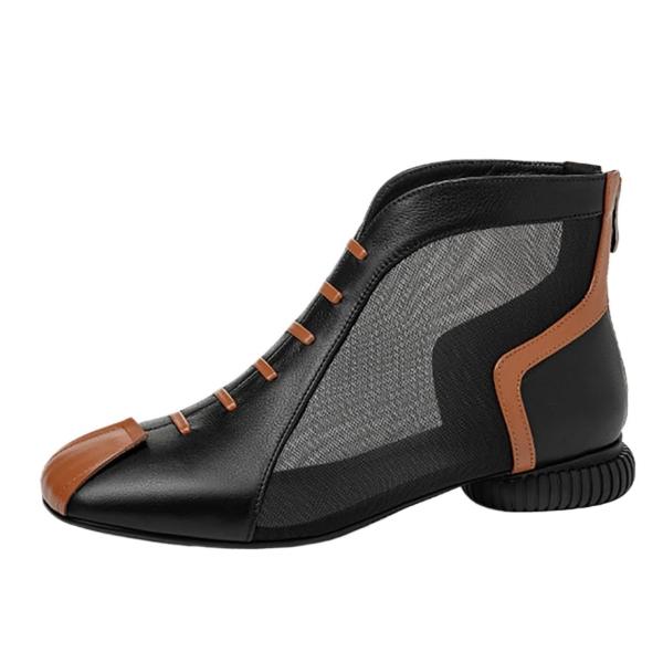 商品名: CLENAHEIO(クレナヘイオ) 厚ヒール つま先 サンダル ソフトレザー メッシュブーツ レディース ローヒール ホロー メッシュ オールシーズン シングル レディース サンダル, ブラック, 12 CLENAHEIO Thi...