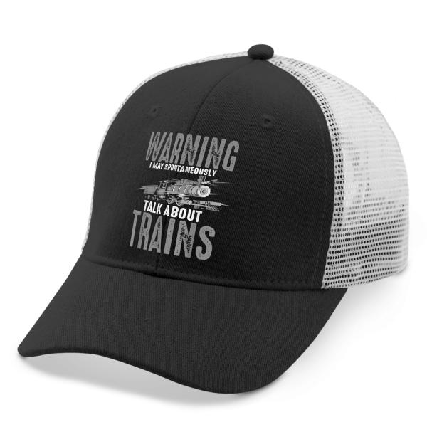 商品名:  Generic Warning May Spontaneously Talk About Trains Hat Funny Hat for Women Men AllBlack Birthday Hat Outdoor Hat ...