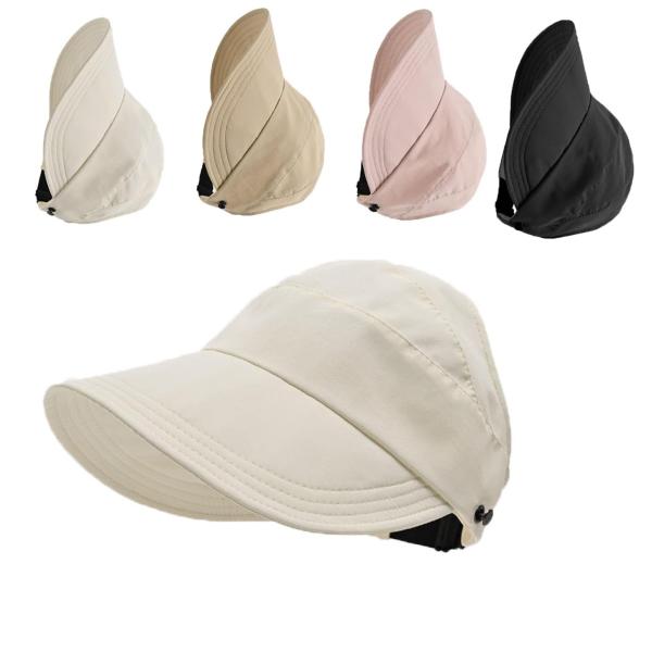 商品名:  Outdoor UV Protection Hollow Top Sun Hat,New Wide Brim Hat Sport Beach Packable Hats,Adjustable Ponytail Sun Cap w...