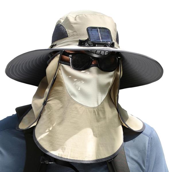商品名:  Generic Mens Sun Hat, Fishing Hats with 1 Fan Built in, Wide Brim Hats with Fan Neck Flap for Men - USB Charging 3...