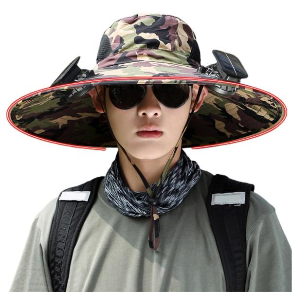 商品名:  Wide Brim Solar Fan Fishing Hat, Outdoor Sun Hat for Men, Solar Powered Fan Hat Upf50+, 3 Speed Adjustable, Gifts ...
