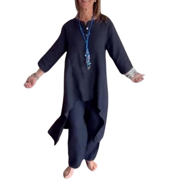 商品名:  DMOYALA Linen Pant Set for Women 2024 Cotton Linen Outfits Summer Linen Sets Casual Long Sleeve Maxi Dress Wide Le...