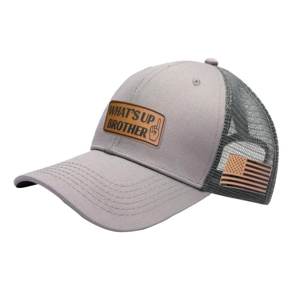 商品名:  Generic My Orders What's Up Brother Hat 112 Style Trucker Leather Patch Hat for Men and Women 6 Panel Mesh Basebal...