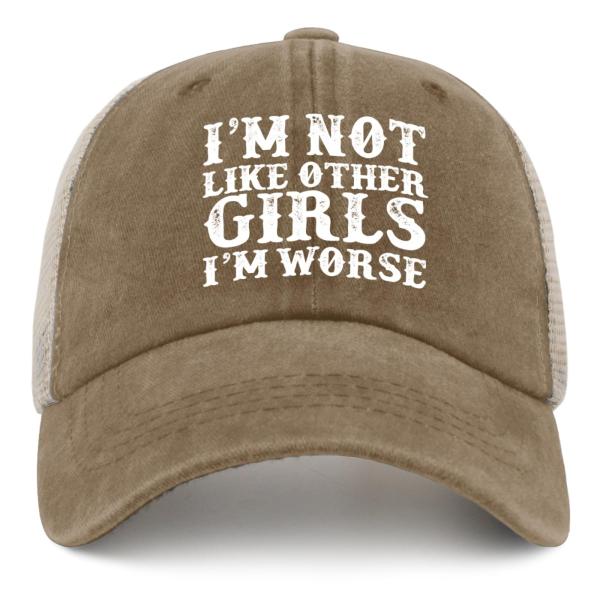 商品名:  BEIXBE I’M NOT Like Other Girls I’M Worse Hat Trucker Hat Men Vintage Mesh Cap for Fall Naturalブランド: BEIXBE商品サイズ: ...