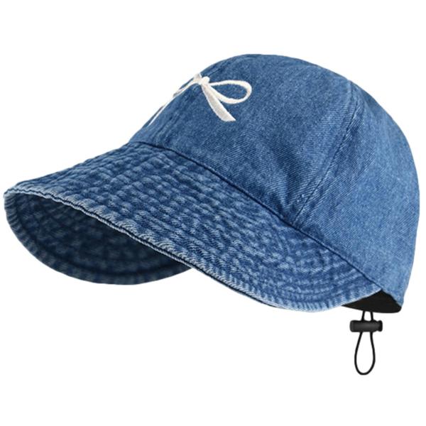 商品名:  Denim Caps for Women 2024 New Bow Denim Visors Sun Hats Uv Protection Summer Wide Brim Visor Jean Visors Outdoorブラ...