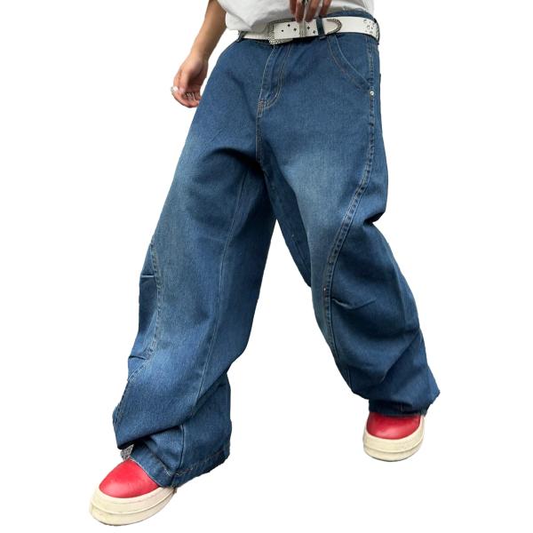 商品名:  DFGIGT Men's Irregular Sutures Y2k Hip Hop Baggy Jeans Wide Leg Denim Pants Casual Loose Fit Trousers Streetwear 2...