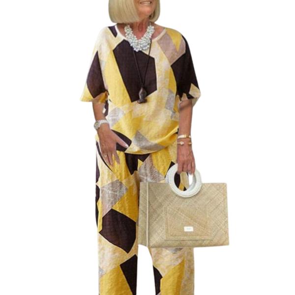 商品名:  ZOCAVIA 2 Piece Cotton Linen Set for Women Summer Loose Matching Set Casual Short Sleeve T Shirt Tops White Wide L...