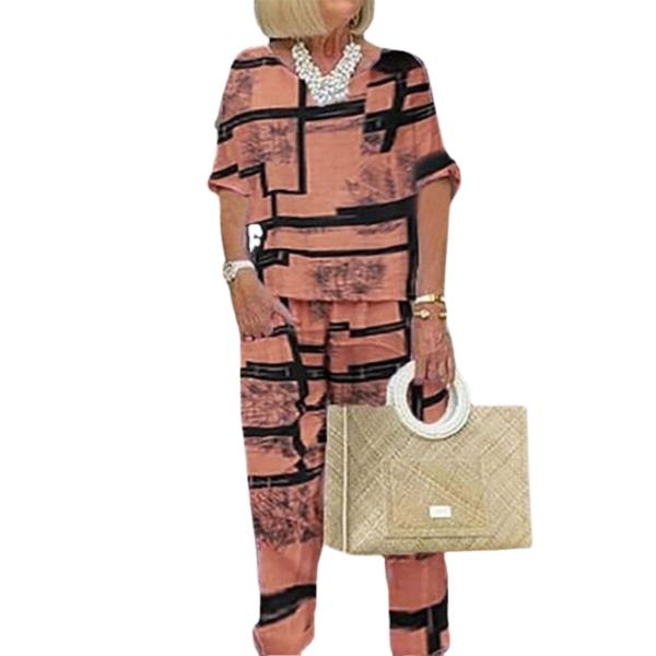 商品名:  ZOCAVIA 2 Piece Cotton Linen Set for Women Summer Loose Matching Set Casual Short Sleeve T Shirt Tops White Wide L...