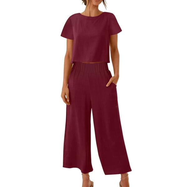 商品名:  track suits for women set Two Piece Sets For Women Dressy Casual Summer Crop Tops And Wide Leg Capri Pants Matchin...