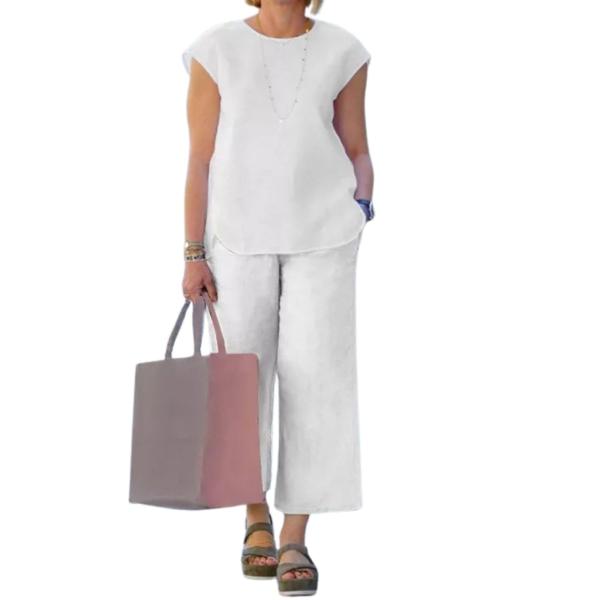 商品名:  DMOYALA Linen Sets Women Casual Sleeveless 2 Piece Outfits Linen Tank Top Wide Leg Linen Pant Suit Summer Matching...