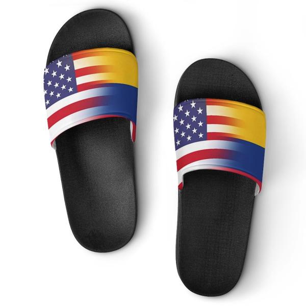 商品名:  U.S. Colombia Flag Non Slip Sandals for Women and Men Quick Drying Shower Slides Bathroom Sandals Soft Soleブランド: 商...