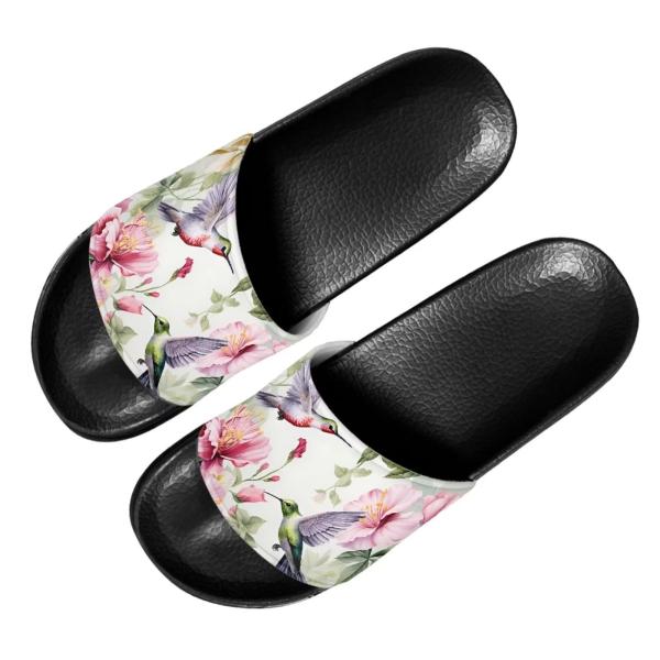 商品名:  Forchrinse Green Hummingbird Hibiscus Slide Sandals for Women Ladies Arch Support Slippers Slip on Summer Flat Sho...