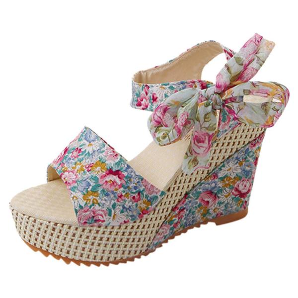 商品名:  Generic Wedges Sandals for Women Open Toe Walking Sandals Ankle Strap Sandals Lace-up Platform Sandals Espadrille ...