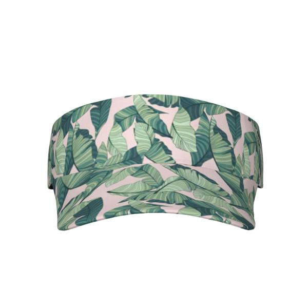 商品名:  Hkaro Green Palm Tree Leaves Pink Print Sport Sun Visor Hats Adjustable Empty Top Hats Women Men Sun Visors Hat fo...