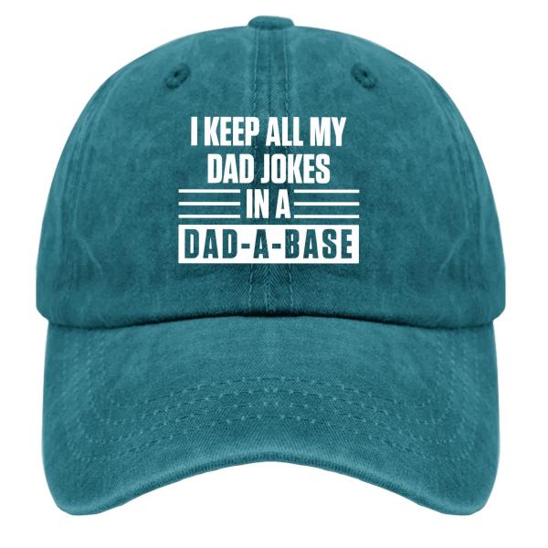 商品名:  KEDFQV I Keep All My Dad Jokes in A Dad-A-Base Vintage Fathers Day Hat Men's Hat Cyan Blue Fishing Hat Gifts for D...