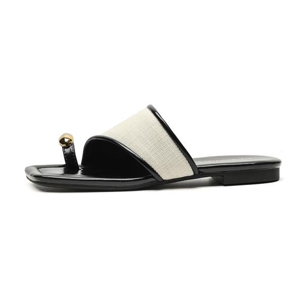 商品名:  Helenbra Women's Toe Ring Flat Slides Sandals,Comfortable Slip-on Square Open Toe Clip Toe Sandals Casual Summer B...