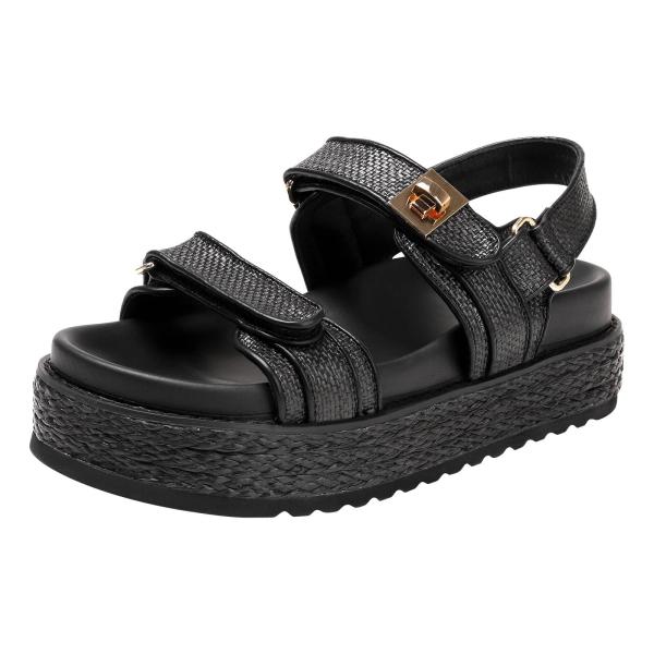 商品名: Buxitt Raffia サンダル プラットフォーム レディース 2024 Sandalias Con Plataforma para Mujer Bigmona Rattan チャンキーウーブンサンダル, ブラックラフィア。,...