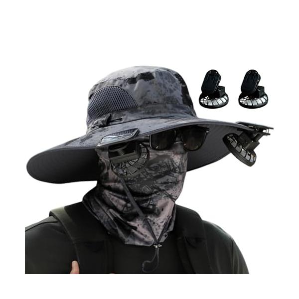 商品名:  Generic Solar Fan Hats for Men Woman, Wide Brim Solar Fan Outdoor Fishing Hat-Solar &amp; Charging, Solar Hat with...