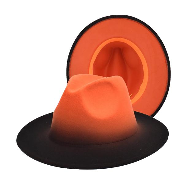 商品名:  Generic Trendy Fedora Hat for Women Gradient Color Wide Brim Wool Felt Panama Hat Two Tone Classic Summer Casual J...