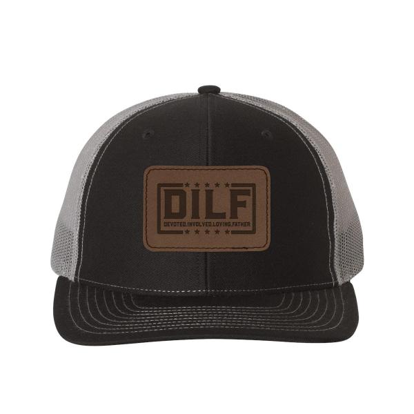 商品名:  TeesAndTankYou DILF Devoted Involved Loving Father Mesh Back Trucker Cap Engraved Faux-Leather Patch Adjustable Ha...