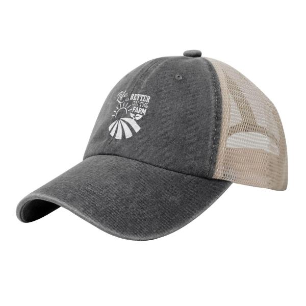 商品名:  Generic Life is Better On The Farm Mesh Hat Distressed Washed Cotton Trucker Hat Low Profile Summer Baseball Cap D...