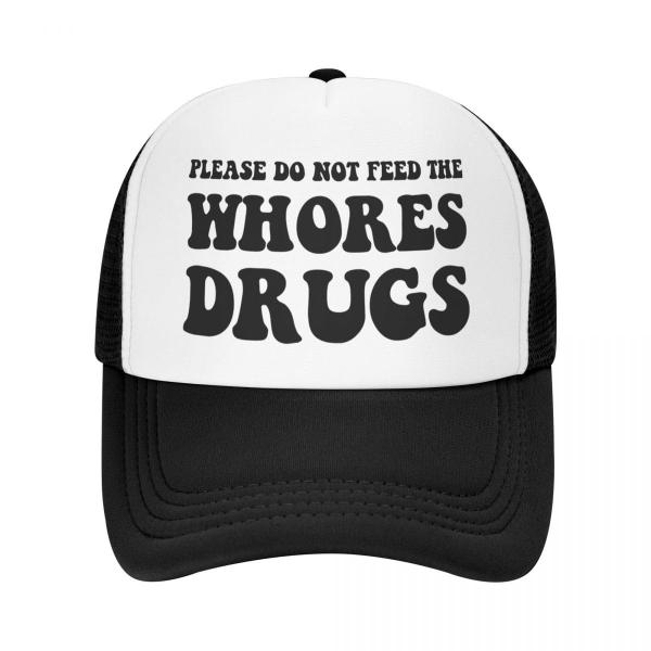 商品名:  Generic Please Do Not Feed The Whores Drugs Trucker Hat for Women Black Men Funny Humor Baseball Hat for Men Humor...