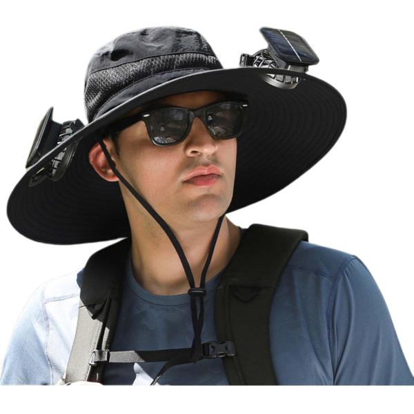 商品名:  KAOBIO 2024 Solar Fan Hat for Men, Wide Brim Outdoor Fishing Hat with 2 Solar Fans, Summer UV Protection Sun Hat (...