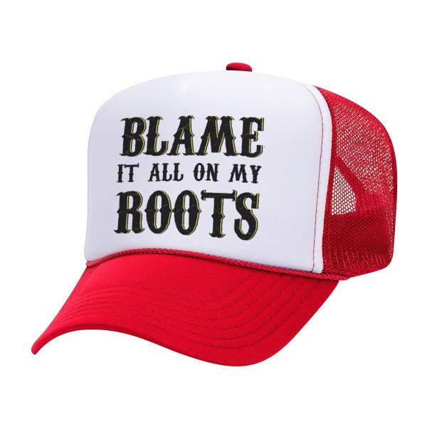 商品名:  Blame it All on My Roots Foam Trucker Cap Adjustable Mesh Back Hat White/Redブランド: TeesAndTankYou商品サイズ: 6 1/2-7 5/8...