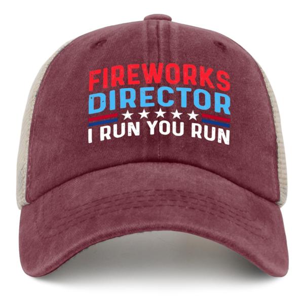 商品名:  Zuriohalk Happy 4th of July Hat Fireworks Director I Run You Run Hat Trucker Hat Women Funny Mesh Cap for Summer R...