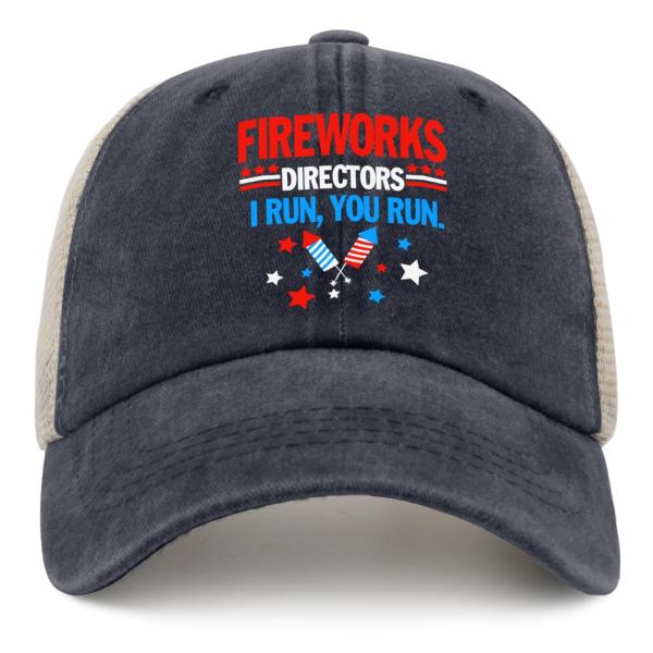 商品名:  Zuriohalk Happy 4th of July Hat Fireworks Director I Run You Run Hat Trucker Hat Women Funny Mesh Cap for Summer N...