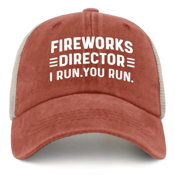 商品名:  BEIXBE Fireworks Director I Run You Run Trucker Hat Men Funny Mesh Baseball Cap for Summer Orangeブランド: BEIXBE商品サイズ...