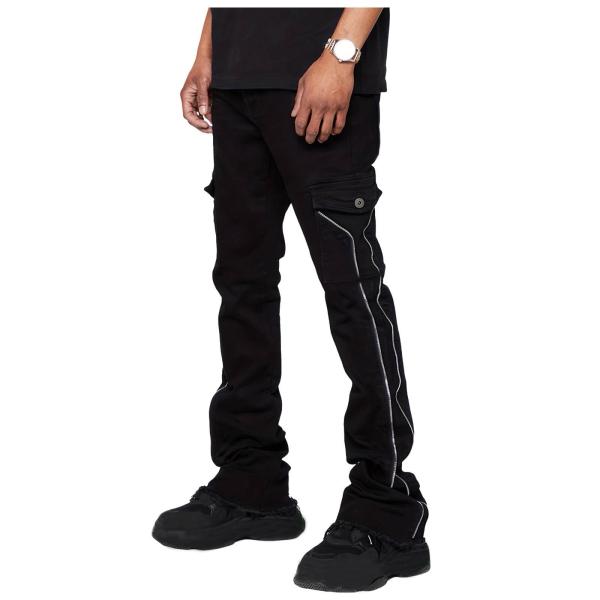 商品名:  Jeans for Men Stretch Fit Skinny Stacked Distressed Jeans Slim Fit Ripped Denim Pants Hip Hop Trouser Streetwear B...