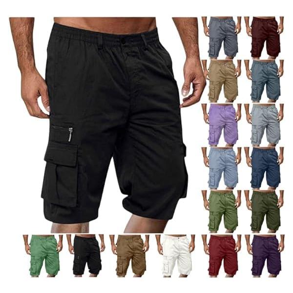 商品名:  my orders Cargo Shorts for Men Stretch Waist Solid Color Elastic Waisted Bermuda Shorts Casual Summer Shorts with ...