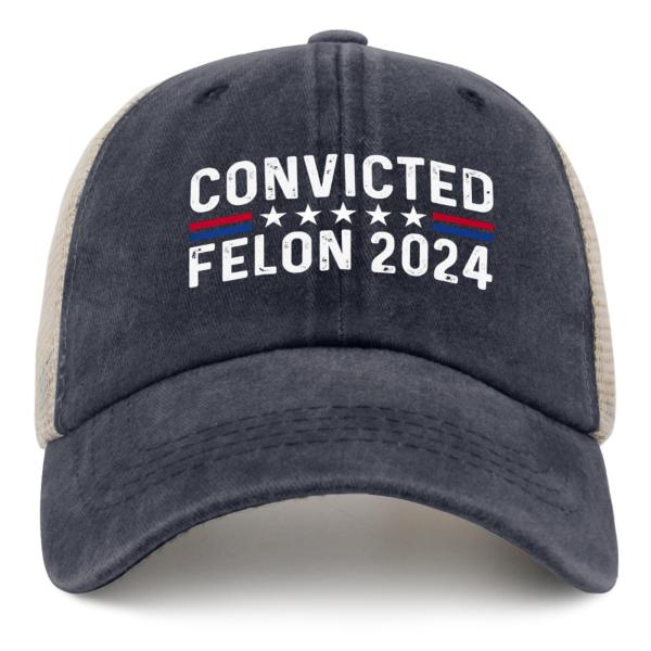 商品名:  Suirtaeop Convicted Felon 2024 Hat Trucker Hat Women Funny Mesh Baseball Cap for Summer Navy Blueブランド: Suirtaeop商品...