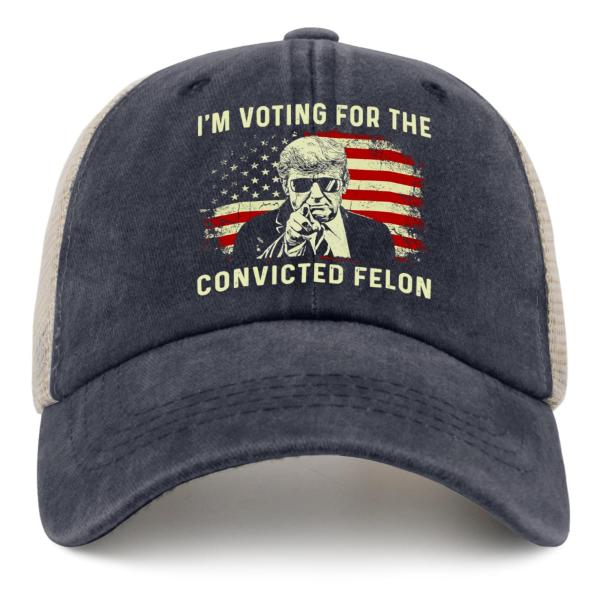 商品名:  Suirtaeop Voting for a Felon Hat I'm Voting for The Convicted Felon Hat Trucker Hat Women Funny Mesh Baseball Cap ...
