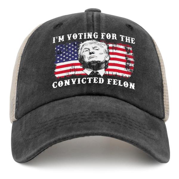 商品名:  Suirtaeop Voting for a Felon Hat I'm Voting for The Convicted Felon Trucker Hat Men Funny Mesh Cap for Summer, Bla...